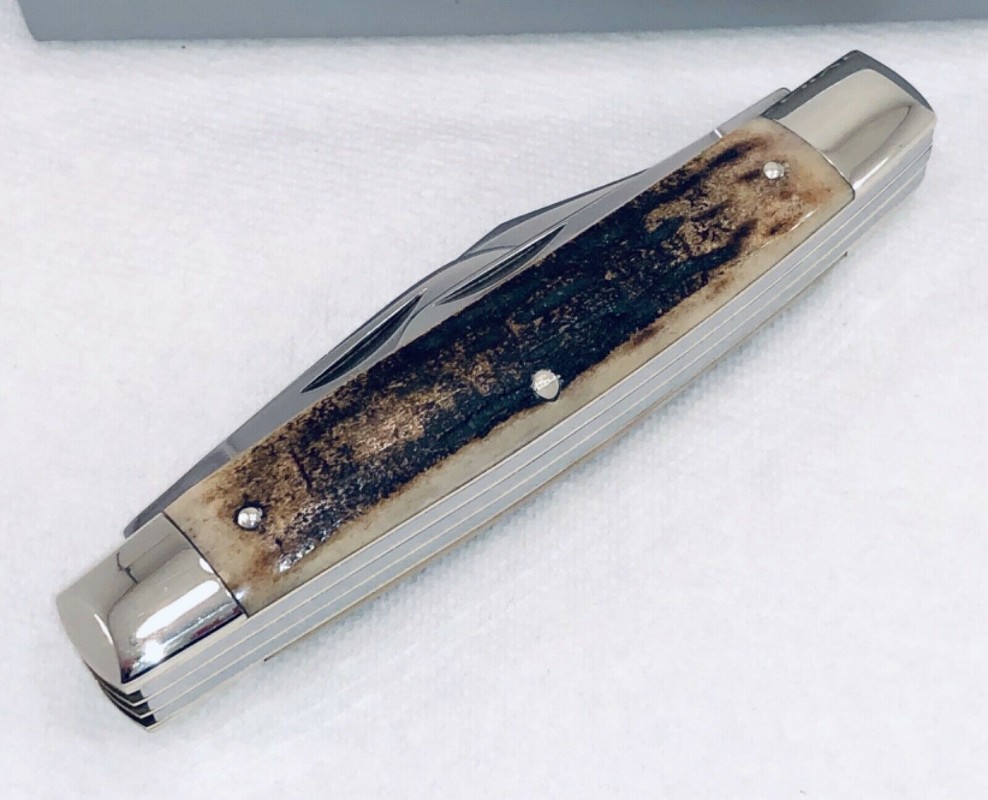 Bulldog Brand 5 Blade Jumbo Stockman Genuine Stag Knife Super Rare!