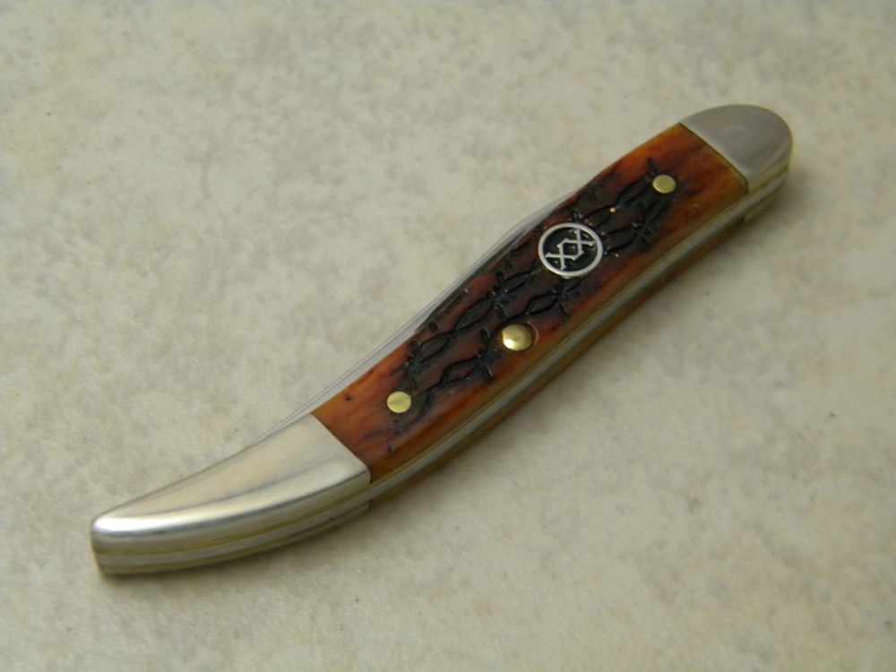 Case XX USA 2001 Dark Amber Barbed Wire Bone 610096 SS Tiny Toothpick ...