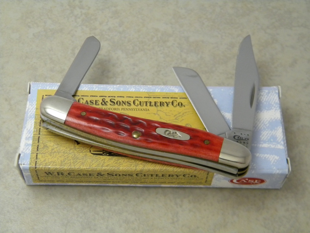 Case XX USA 2011 Pocket Worn Old Red Bone 6318 SS Stockman Knife in Box