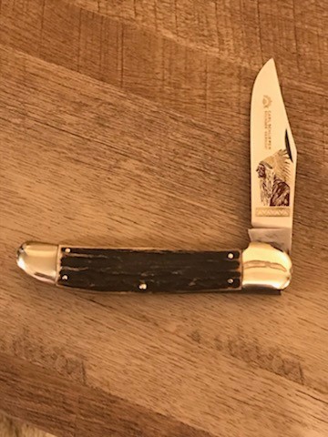 German Eye Big Chief Folding Hunter with stag handles