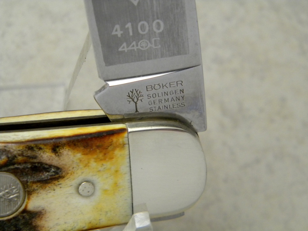 Boker Solingen Germany Stainless Tree Brand Classic 4100 Stag Lockback ...