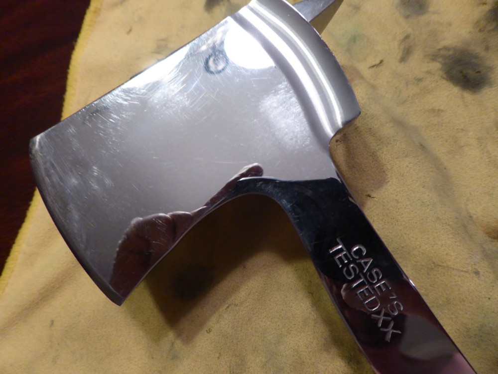 Case Tested Knife/Axe combo with stag handles and leather sheath