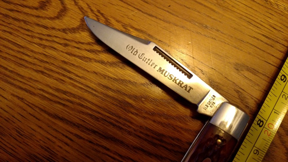Old Cutler USA MUSKRAT 2 Blade Pocket Knife Jigged Handle Carbon Steel ...