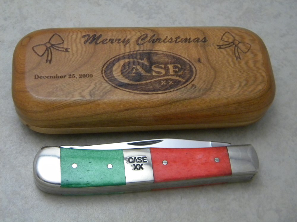 Case XX USA 2000 6254 Bone Merry Christmas Trapper Knife in Wood ...
