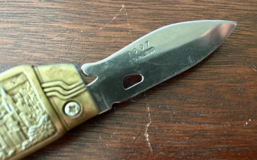 Vintage Miniature Switchblade Knife Keychain, Marked "HONG KONG ...