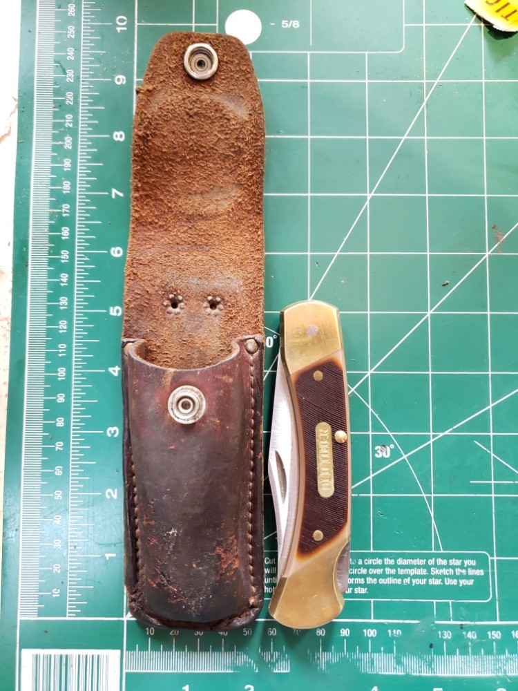 Schrade Old Timer USA 7OT With Original Sheath Lockback Folding Knife