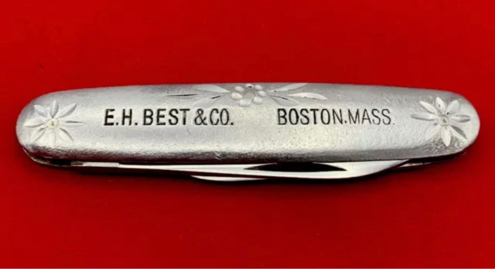 Vintage NEW YORK KNIFE CO Etched Aluminum Pen Folding Pocket Knife c ...