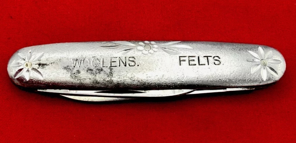 Vintage NEW YORK KNIFE CO Etched Aluminum Pen Folding Pocket Knife c ...