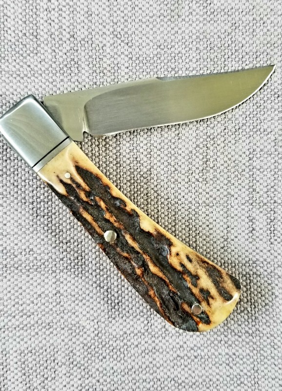 Ian Van Reenen Stag Trapper, 3.75" closed..Sambar Slab Scales...Cpm154 ...