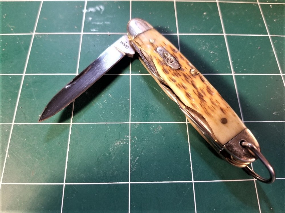 RARE CASE XX JR. SCOUT POCKET KNIFE #64090R SS AMBER BONE MULTI TOOL ...