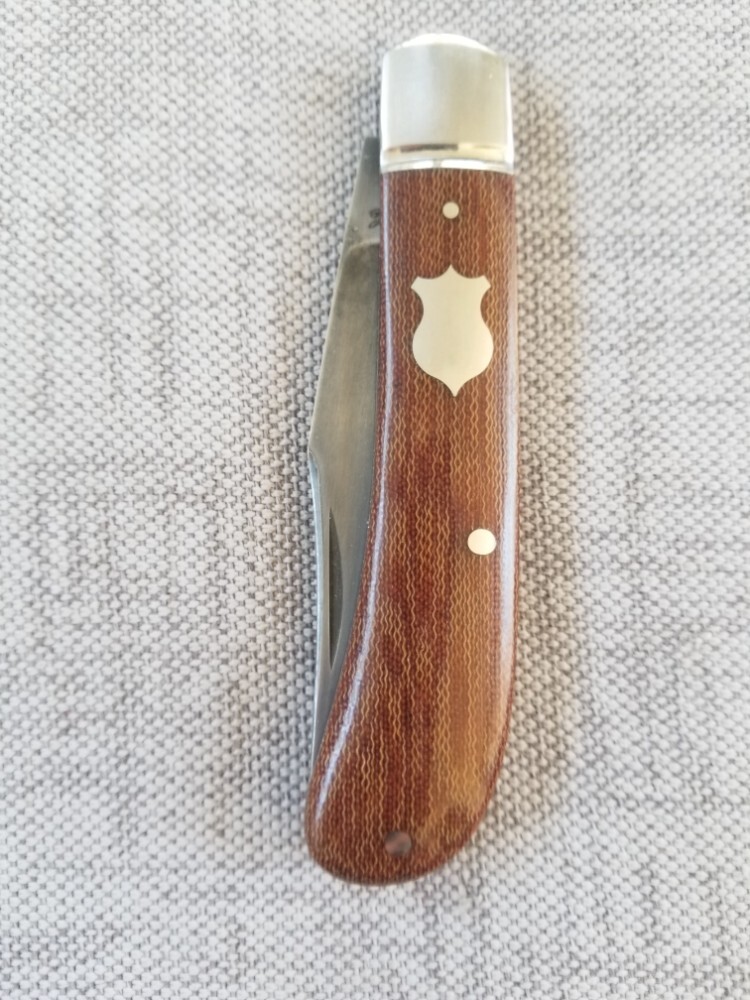 Bobby Toole Custom Crosscut Micarta Trapper Knife, 4" ..A2 acid washed ...