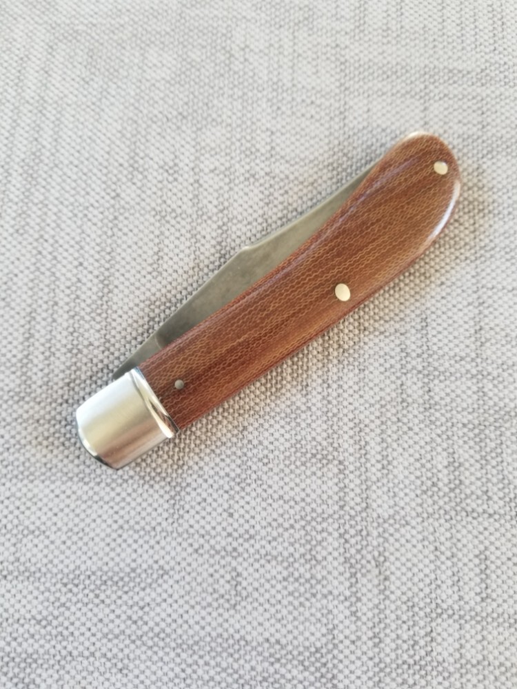 Bobby Toole Custom Crosscut Micarta Trapper Knife, 4" ..A2 acid washed ...