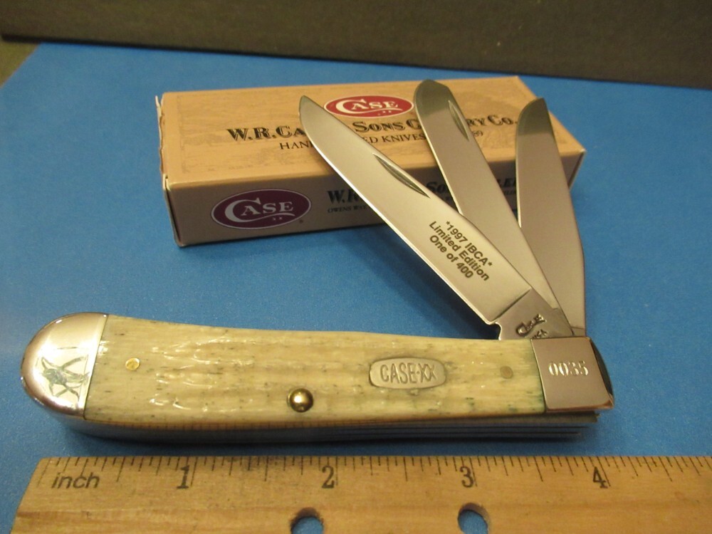 Case XX 1997 Natural Bone 3 Blade Trapper Pattern # 6354 Made for IBCA