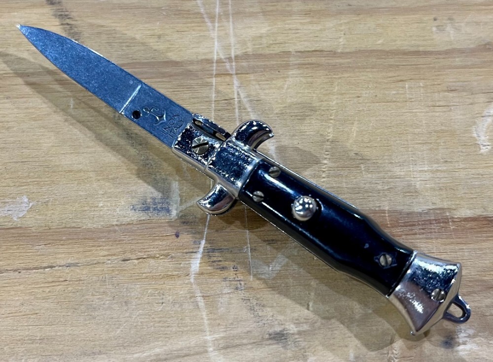 Miniature Switchblade Knife, Marked Anchor Over Inox Over Italy, Black ...