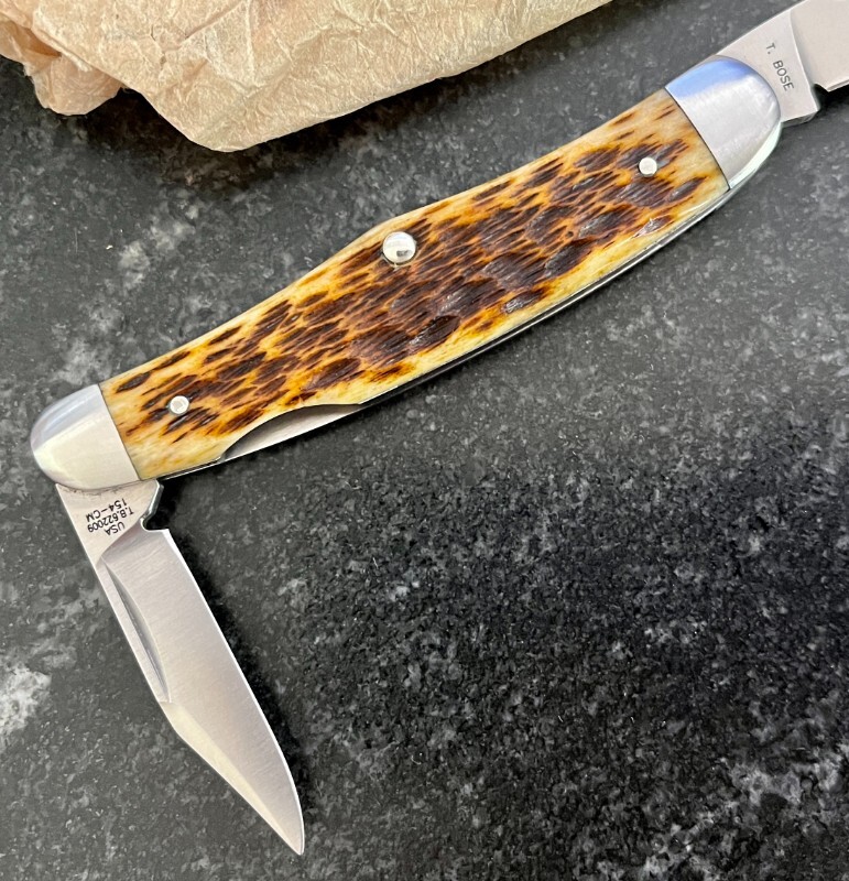 Tony Bose Case XX 2009 Norfolk Whittler, Beautiful Antique Jigged Bone ...