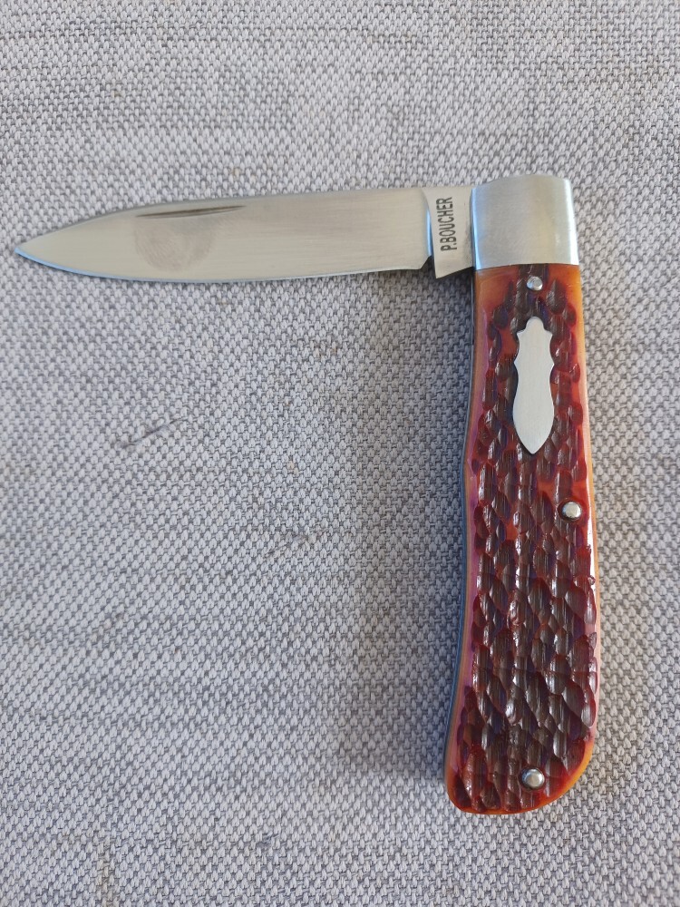 Pascal Boucher Amber Jigged Bone Mini Zulu.3 5/8" closed..Cpm154 ...