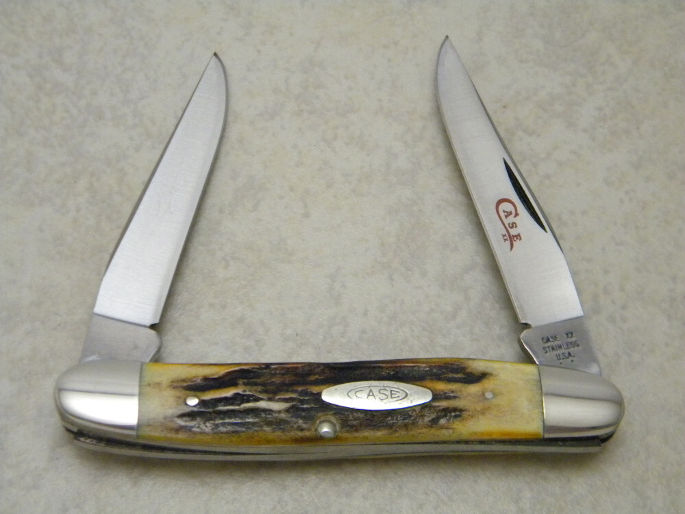 Case XX Stainless USA GEN STAG Red Scroll 1978 Stag Muskrat Knife