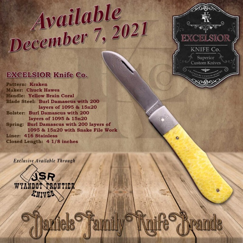 Excelsior Knife Company - THE KRAKEN - Yellow Brain Coral Handles - JSR ...
