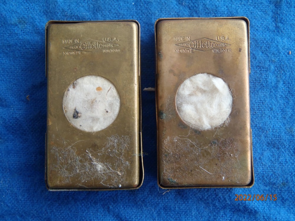 2 Brass Gillette razor blade case