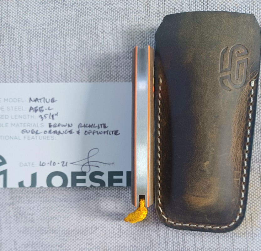 Jared Oeser Native Slipjoint...Brown Richlite..Aebl.. 3 5/8" closed ...