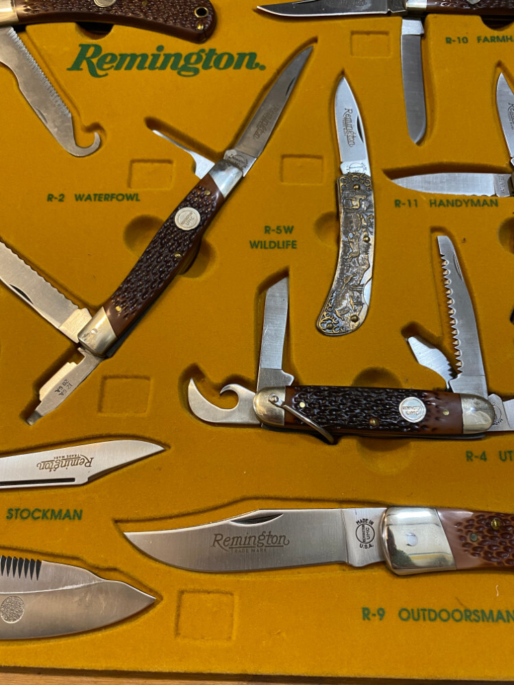 Remington UMC USA Set of 12 Delrin Knives in Display w/Boxes