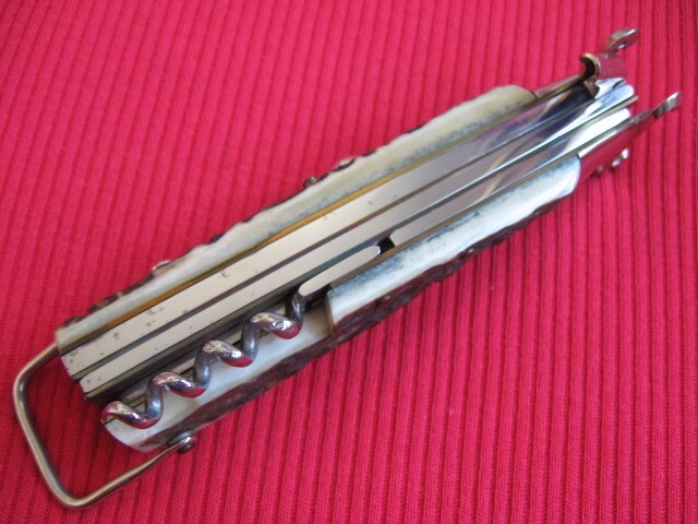 Vintage Italian Quality LEPRE 5 Blade Shell Puller Fulcrum Stag ...