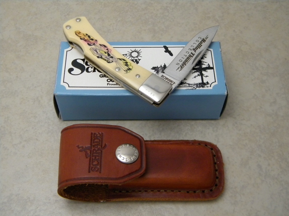 Schrade + USA SC515 Scrimshaw Rolling Thunder Collection Lockback Knife ...