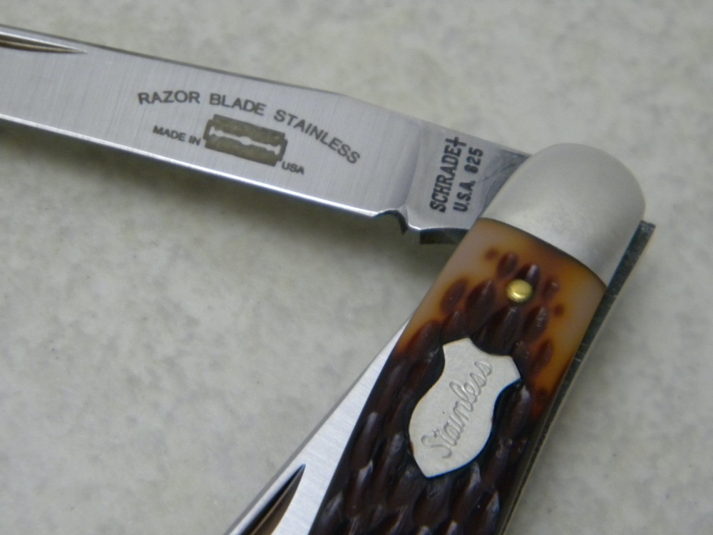 Schrade + USA Jigged Delrin 825RB Razor Blade Stainless Slim Premium ...