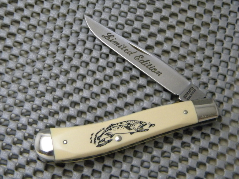 Schrade + USA SC503 Limited Edition Scrimshawed Slimline Trapper ...