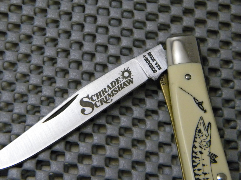 Schrade + USA SC503 "Schrade Scrimshaw" Slimline Trapper Linerlock Knife