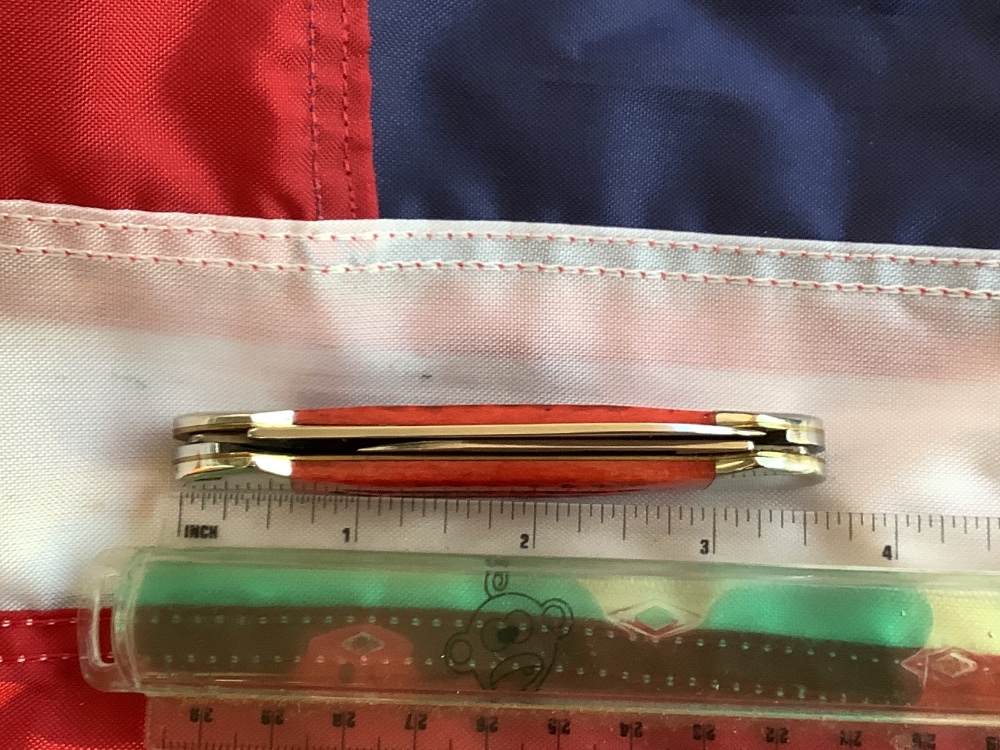 1997 Case xx Canoe Knife w Great Pocketworn Red Pick Bone Handles MDL ...