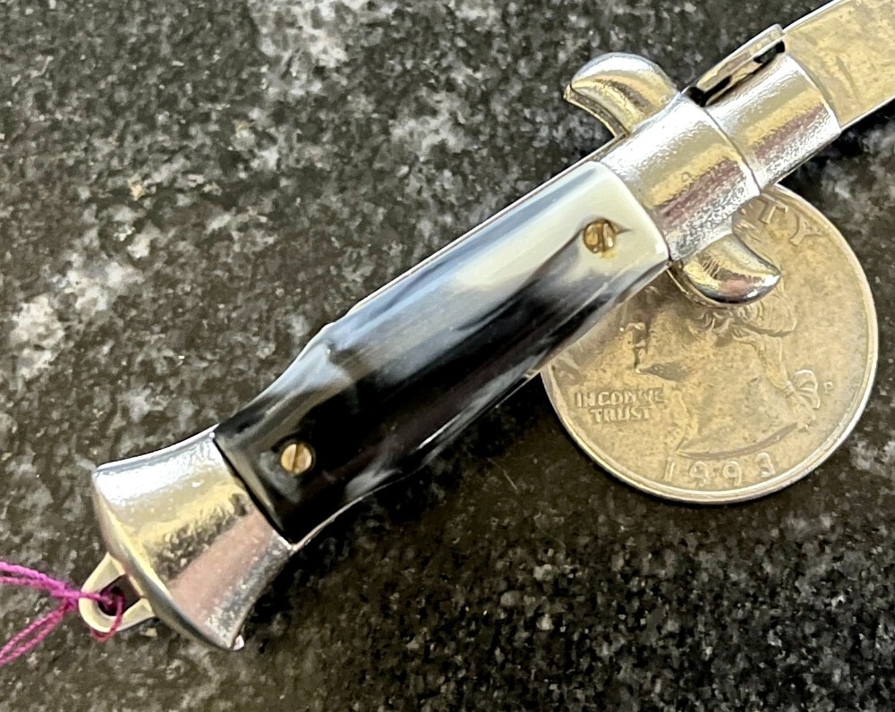 4 Inch Miniature Switchblade Knife, Made In Italy, White & Black ...