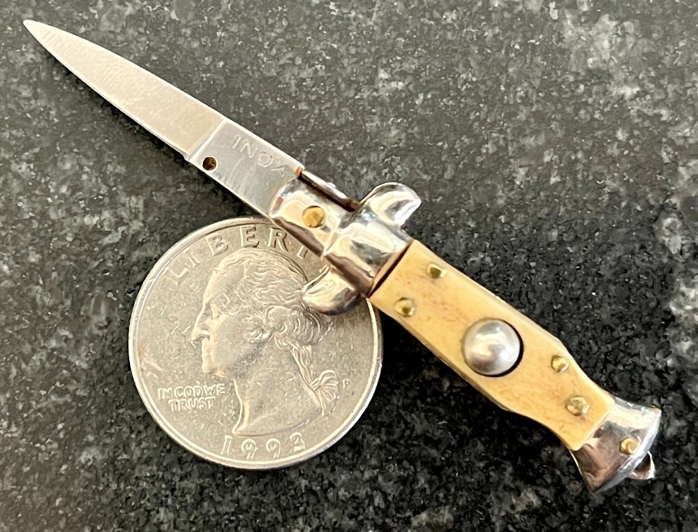 Miniature Switchblade Knife, Vertical Inox Mark, Older Style, Nice Stag ...