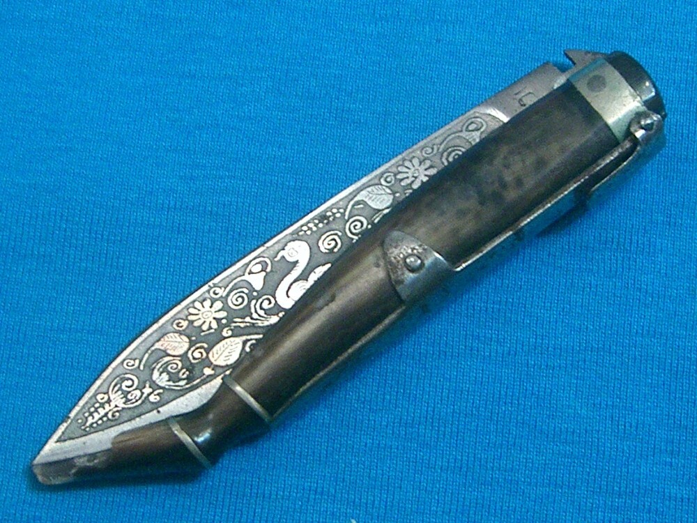 VINTAGE HORN TOLEDO SPANISH NAVAJA DUCK SWAN WATER FOWL BIRD ETCH ...