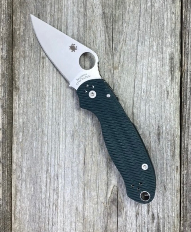 spyderco para 3 diamond arc s45vn dark green