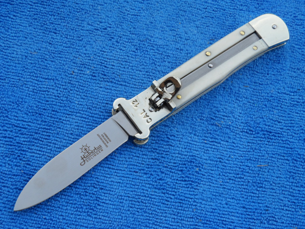 New 7-3/4" Bone Hubertus leverlock Shell-Puller automatic knife (11.KN ...