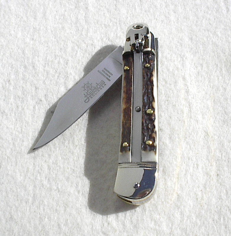 OLDER 8cm HUBERTUS SOLINGEN GERMANY GENUINE STAG LEVER LOCK WITH BOX ...