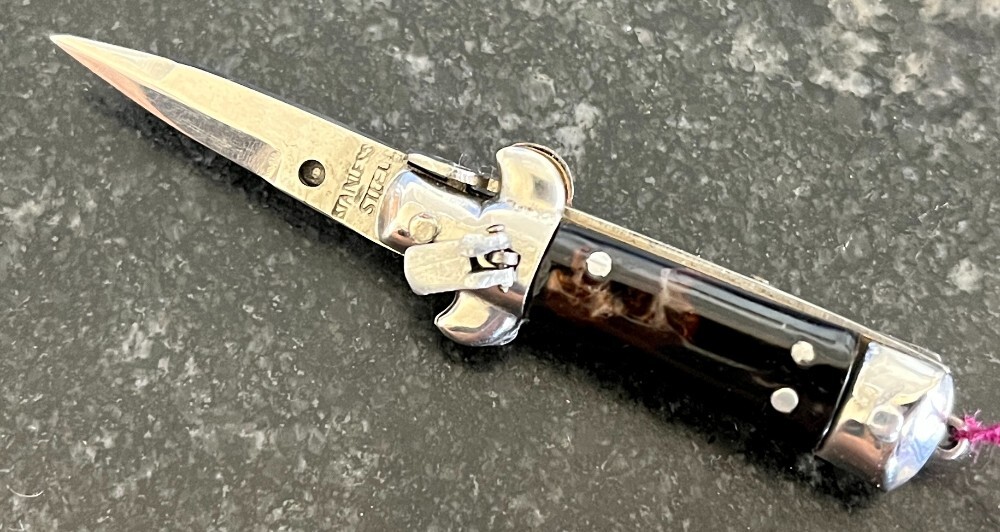 Rare Miniature Lever Lock Switchblade Keychain Knife, Pinned Handle ...