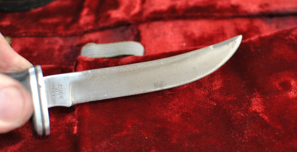 Buck 118 USA Tang Stamp Used With Original Sheath Pinned Pommel 1967-72