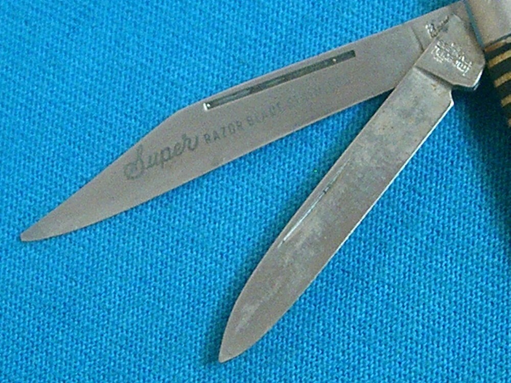 VINTAGE SUPER RAZOR BLADE STAINLESS IMPERIAL PROV USA STOCKMAN FOLDING ...