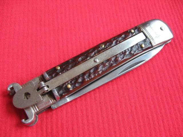 Vintage Solingen Germany Shell Puller Bone Switchblade Knife