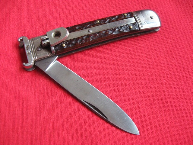 Vintage Solingen Germany Shell Puller Bone Switchblade Knife