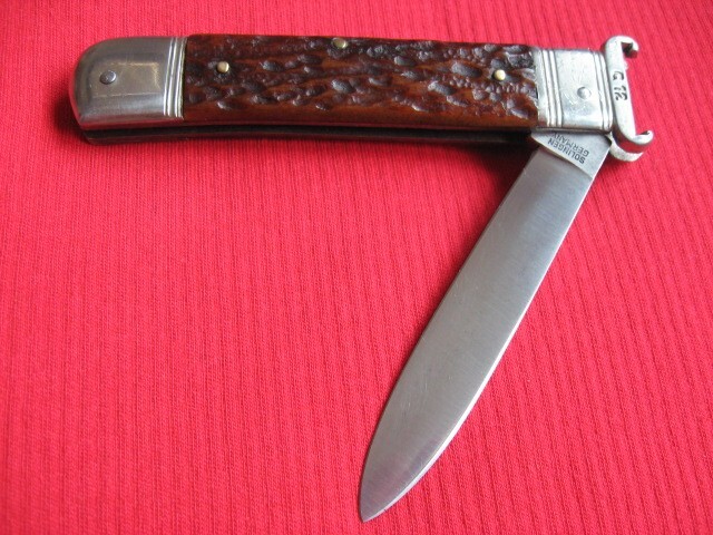 Vintage Solingen Germany Shell Puller Bone Switchblade Knife