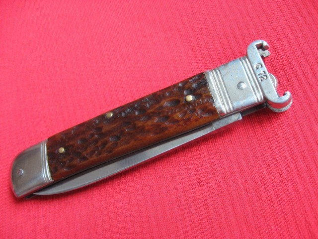 Vintage Solingen Germany Shell Puller Bone Switchblade Knife