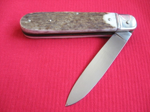 Vintage German BOKER 715R Stag Leverlock Switchblade Knife
