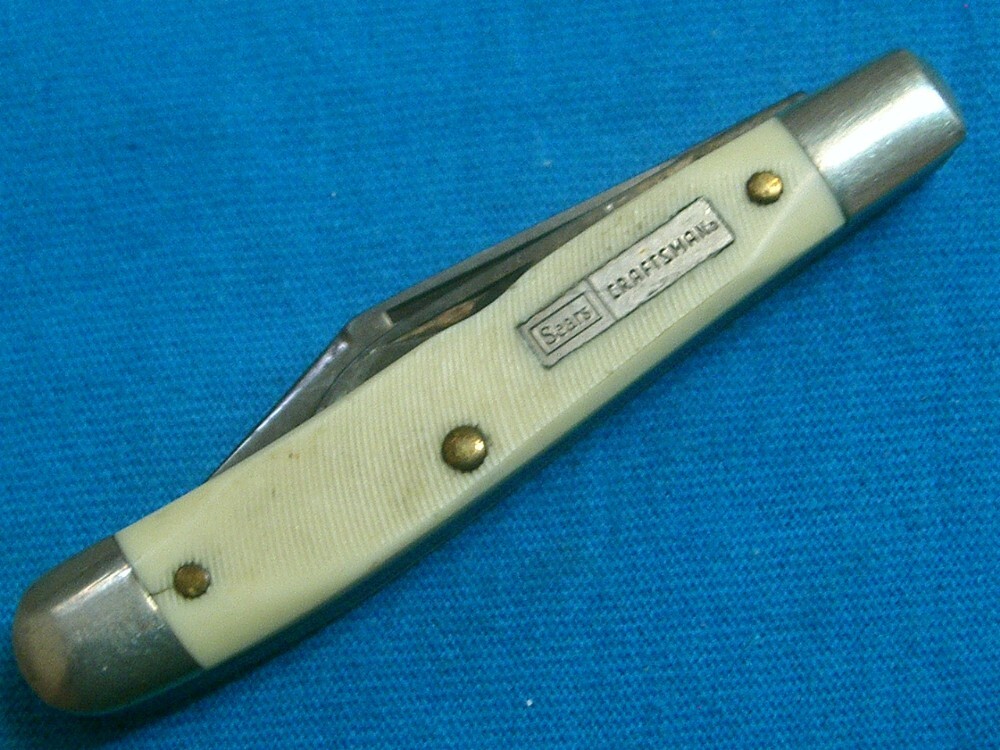 VINTAGE SEARS CRAFTSMAN USA 95041 TRAPPER FOLDING POCKET KNIFE KNIVES ...