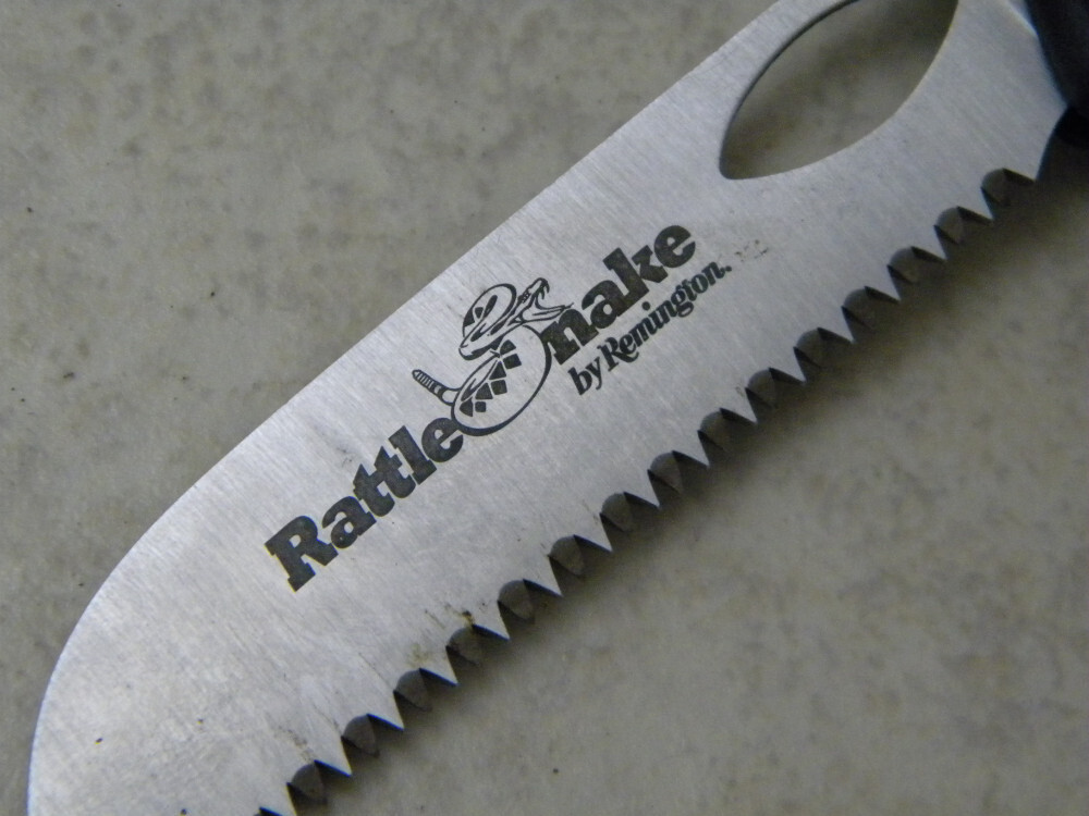 Remington USA Black Serrated Rattlesnake Lockback Knife