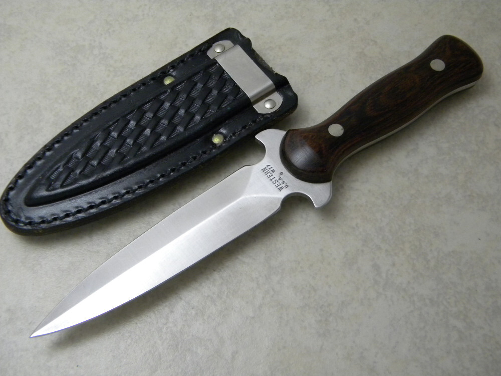 Western USA Wood W77-G Boot Fixed Blade Dagger Knife & Sheath