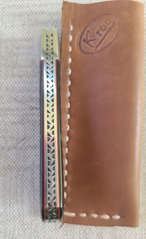 K'roo Custom Reaper Raven,3.75..Black Linen...rwl34...red G10 spacers ...