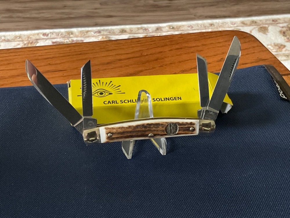 German Eye Brand Carl Schlieper Stag Congress knife. Rare & Excellent. NIB